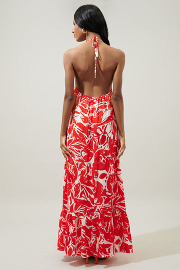 Baila Floral Fairness Poplin Surplice Midi Dress Sugarlips